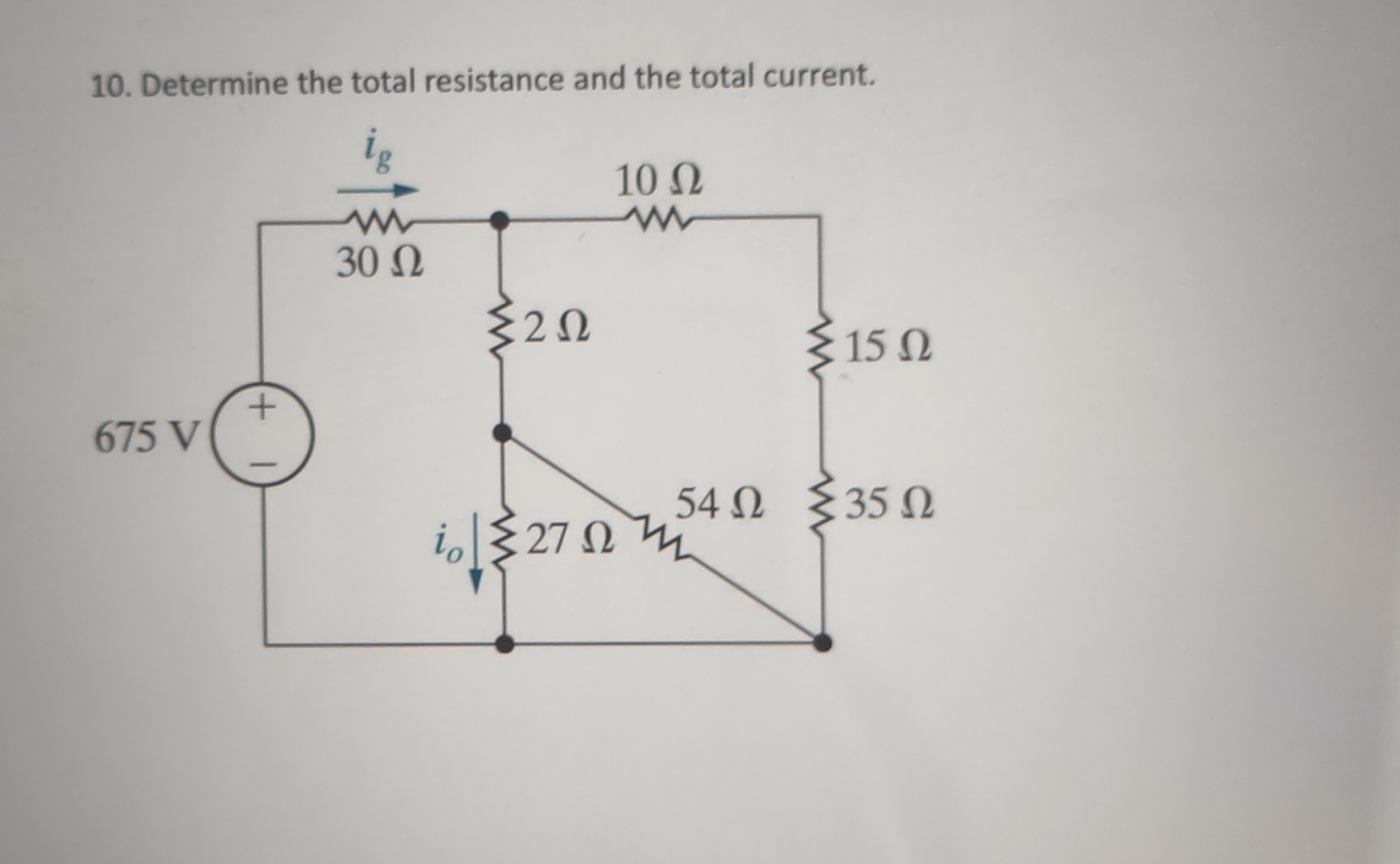 Determine the total resistance and the total current. | Chegg.com