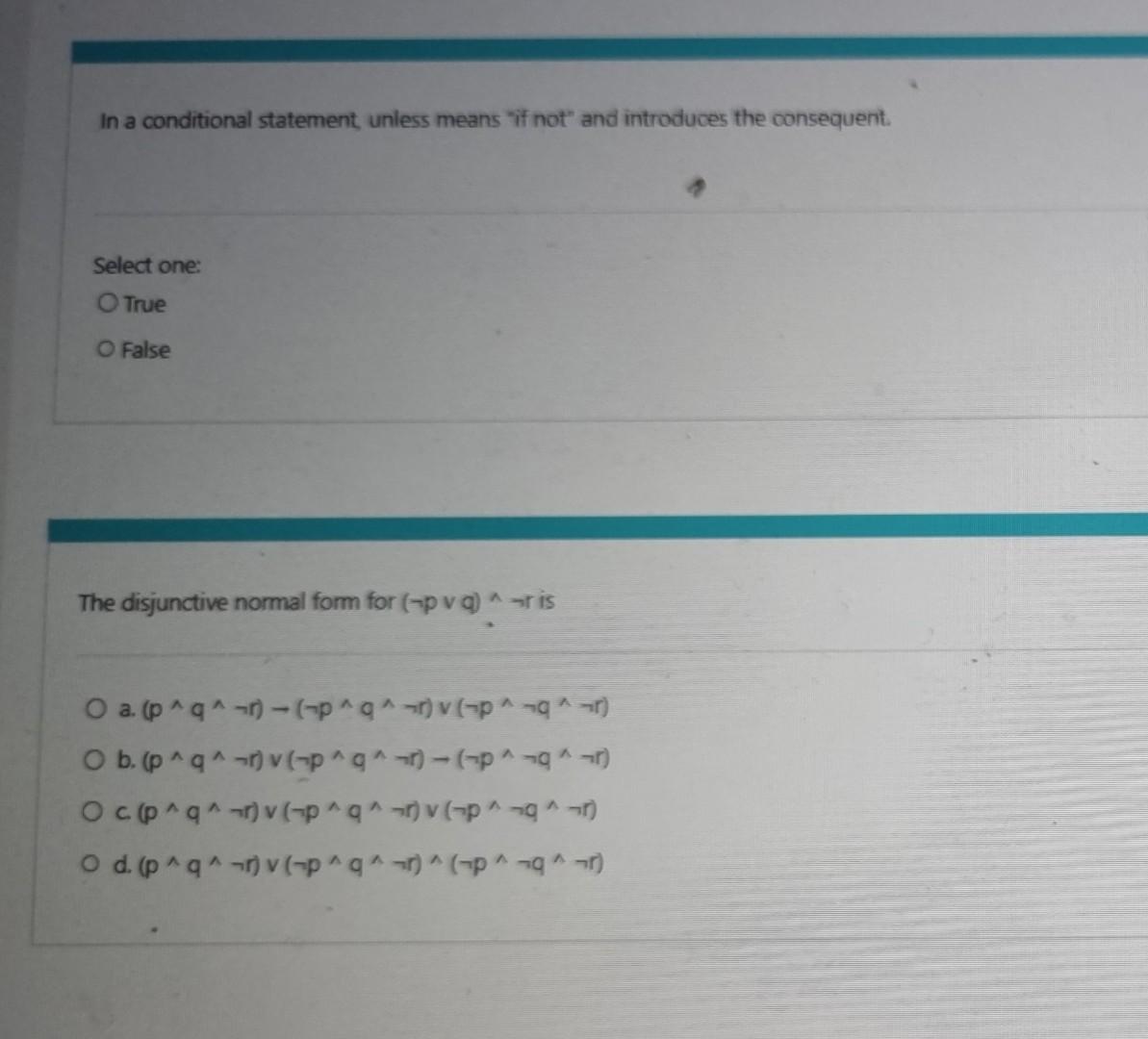 Solved Based on the truth values of column 12 , what type of | Chegg.com