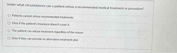 Solved Under what circumstances can a patient refuse a | Chegg.com