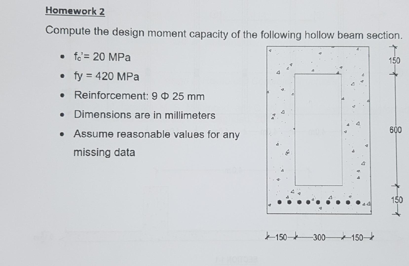Solved Homework 2 Compute the design moment capacity of the | Chegg.com
