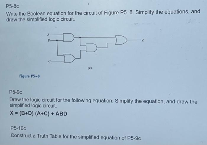 Solved P5-17c Draw the logic circuit for the following | Chegg.com