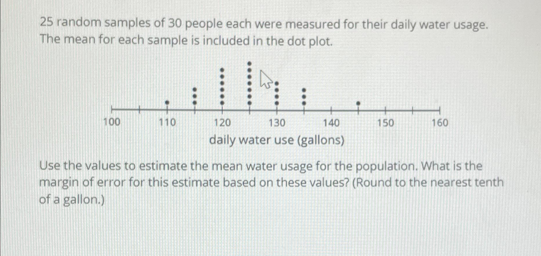 Solved 25 ﻿random samples of 30 ﻿people each were measured | Chegg.com