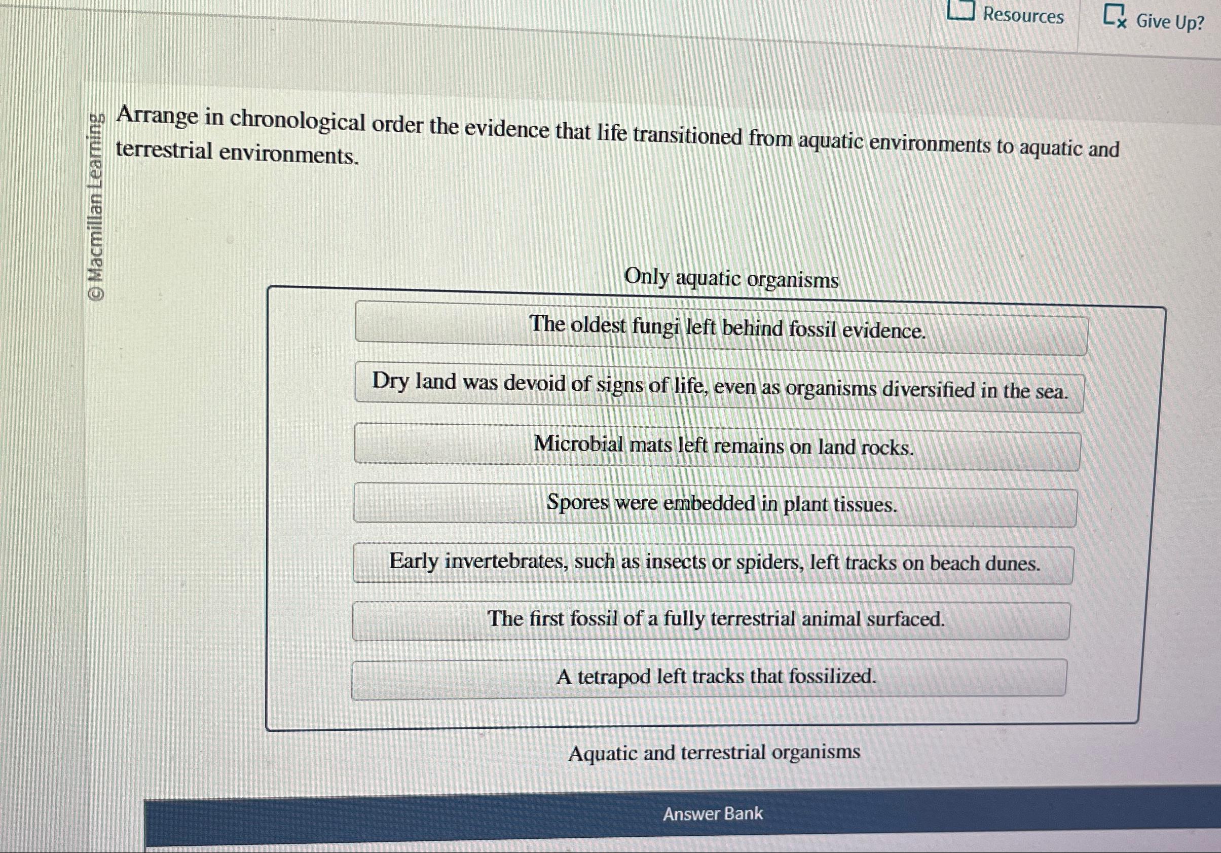 Solved ResourcesGive Up?Arrange in chronological order the | Chegg.com