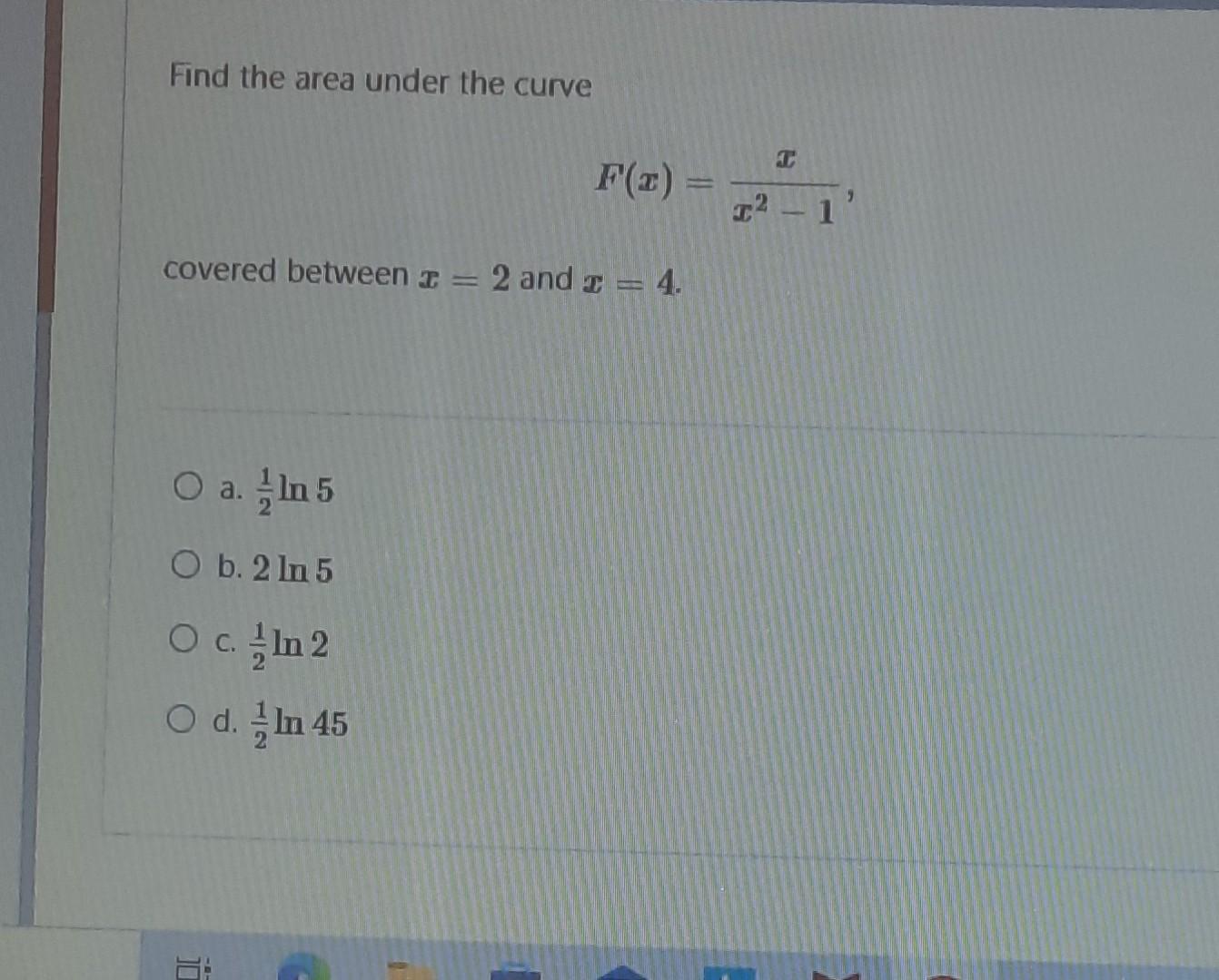 Solved Find the area under the curve F(x)=x2−1x covered | Chegg.com
