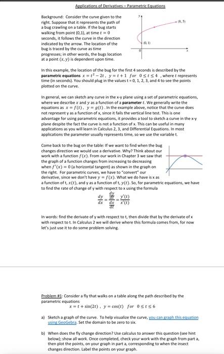 Applications Of Derivatives Parametric Equations