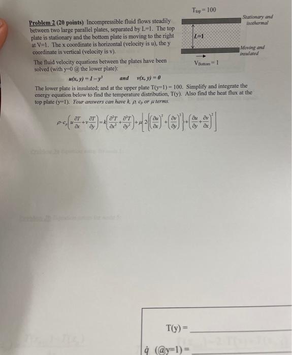 Solved Problem 2 (20 points) Incompressible fluid flows | Chegg.com