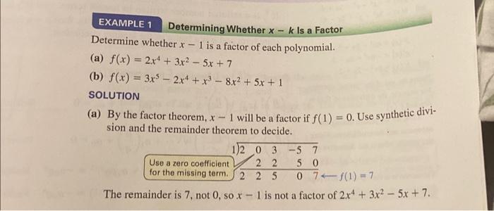 Solved Use the factor theorem and synthetic division to | Chegg.com