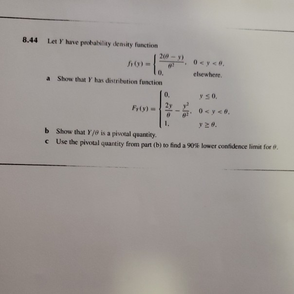 Solved 8.44 Let Y have probability density function 200 1 0, | Chegg.com