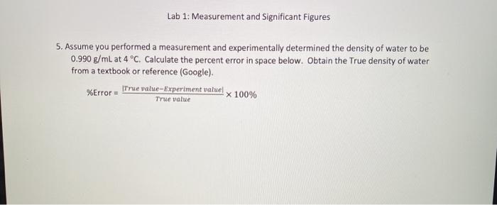 Solved Lab 1: Measurement and Significant Figures 5. Assume | Chegg.com