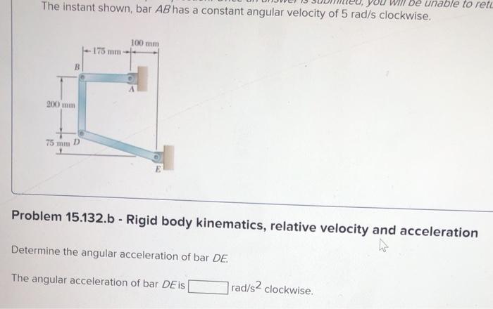 Solved The instant shown bar AB has a constant angular | Chegg.com