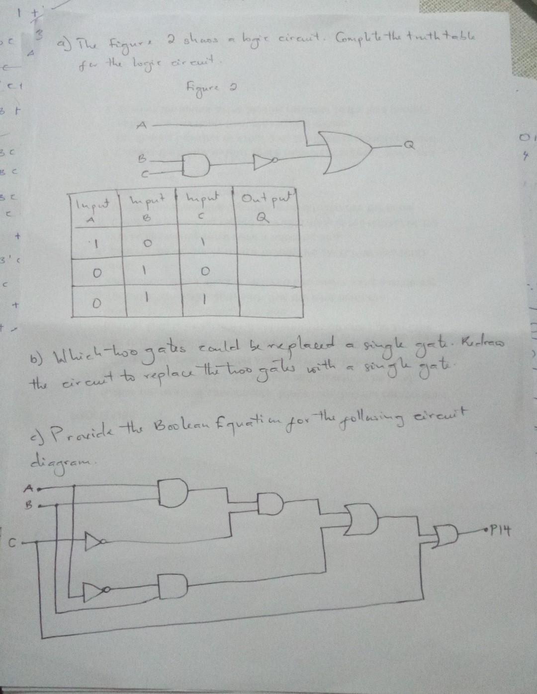 Solved 3 a) The figure 2 shass a logic circuit. Complete the | Chegg.com