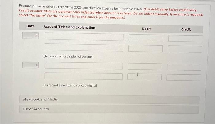 Solved Current Attempt in Progress The intangible assets | Chegg.com