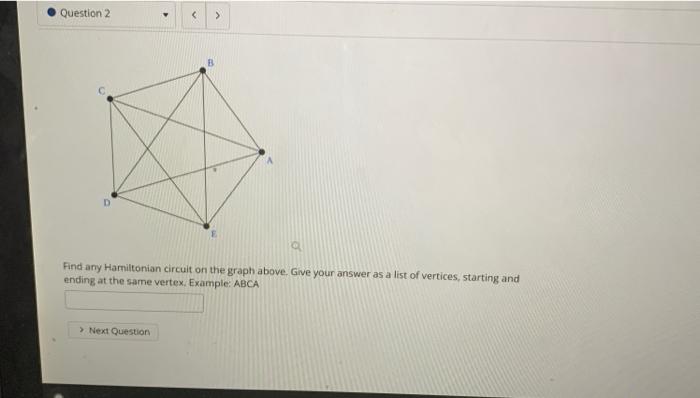 Solved Question 2 D Find any Hamiltonian circuit on the | Chegg.com