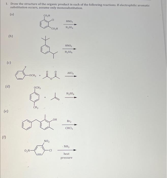 Solved 1. Draw the structure of the organic product in each | Chegg.com