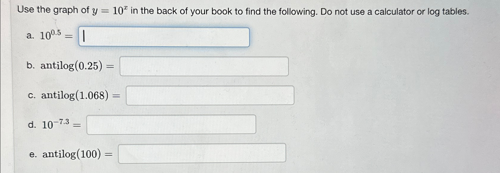 Solved Use the graph of y=10x ﻿in the back of your book to | Chegg.com