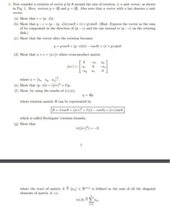 Solved 1. Now consider a rotation of vector p by around the | Chegg.com