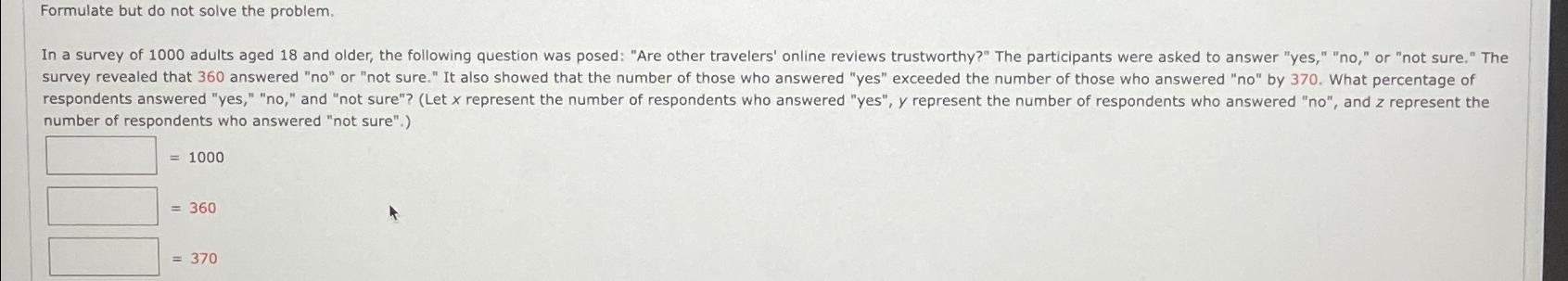 Solved Formulate but do not solve the problem. number of | Chegg.com