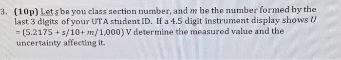 Solved 3. (10p) Lets be you class section number, and m be | Chegg.com