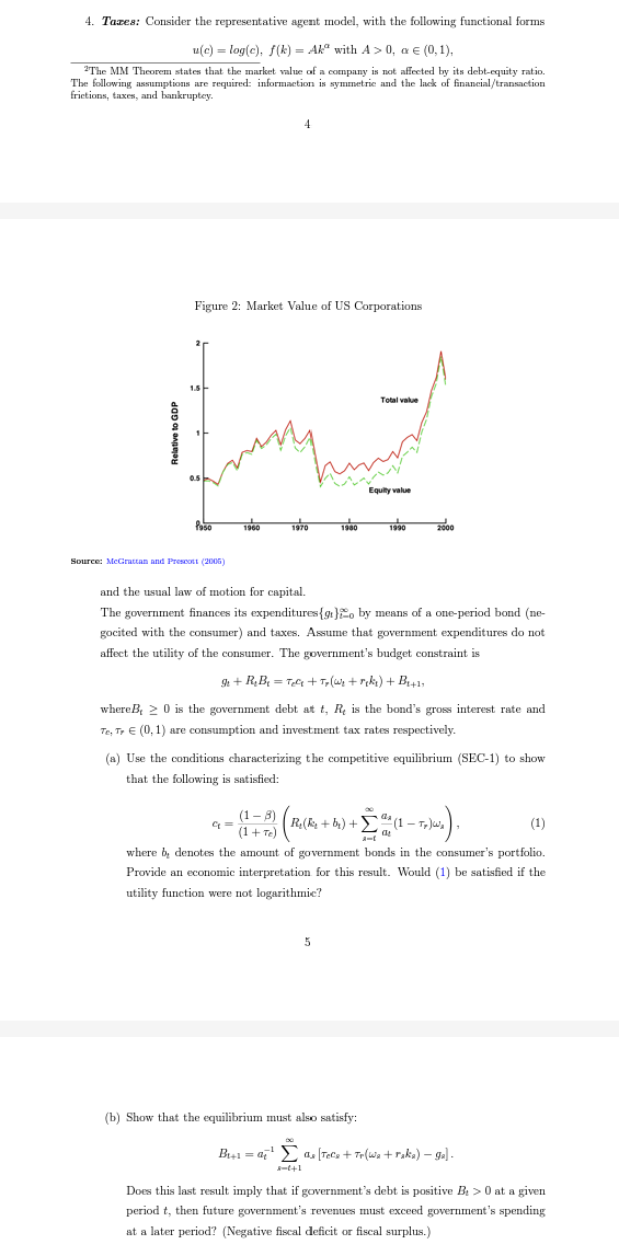 Solved 4. ﻿Taxes: Consider the representative agent model, | Chegg.com