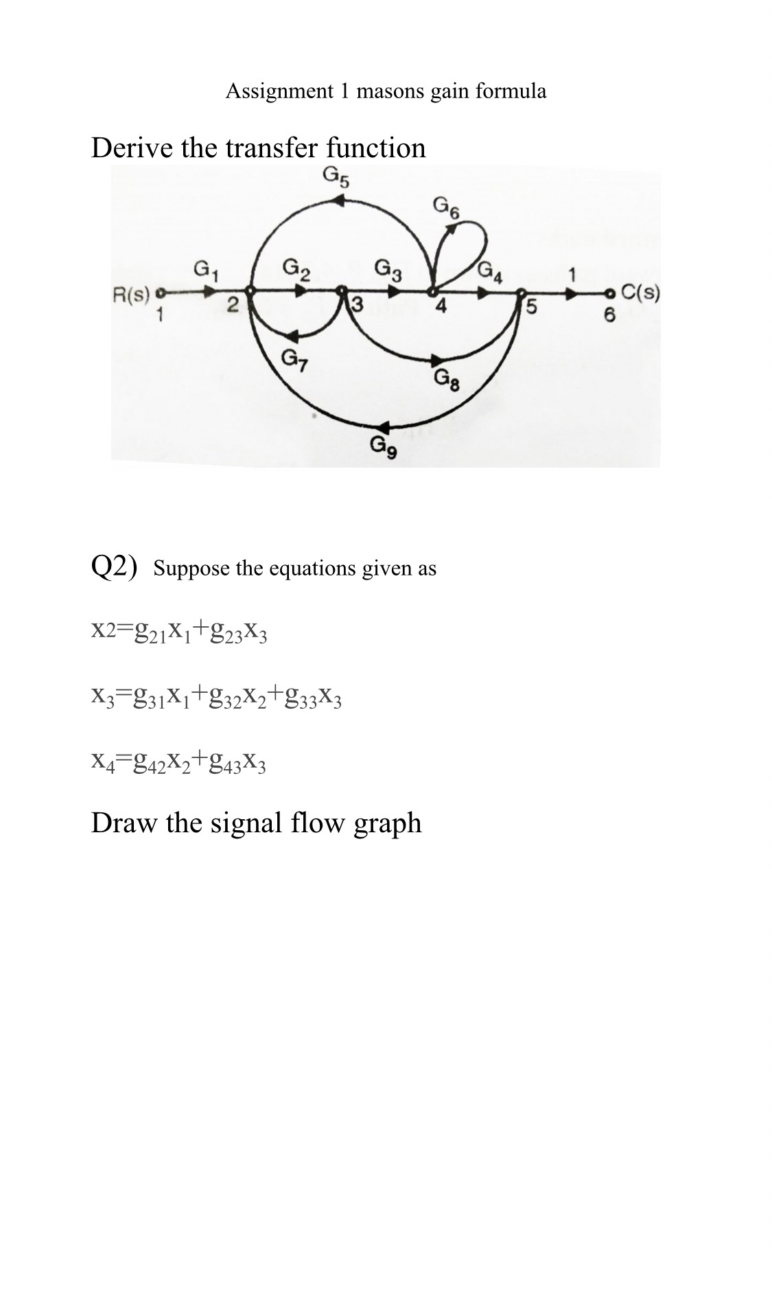 Solved Assignment 1 masons gain formulaNerive the trancfor | Chegg.com Solved Assignment 1 masons gain formulaNerive the trancfor | Chegg.com