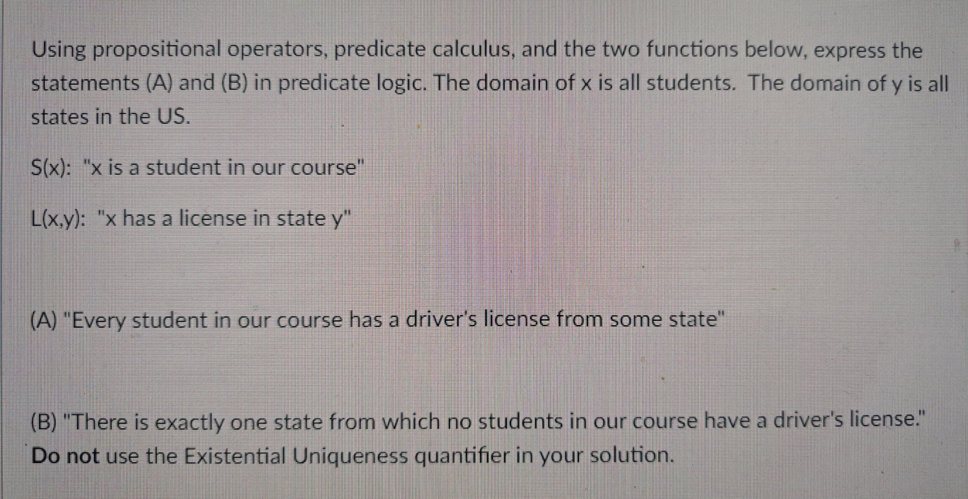 Solved Using propositional operators, predicate calculus, | Chegg.com