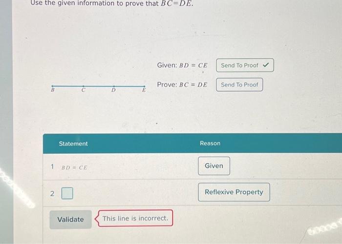 Solved Use the given information to prove that BC=DE. Given: | Chegg.com