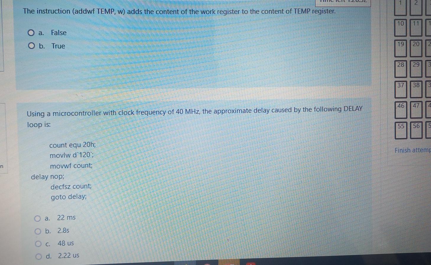 Solved The instruction (addwf TEMP, w) adds the content of | Chegg.com