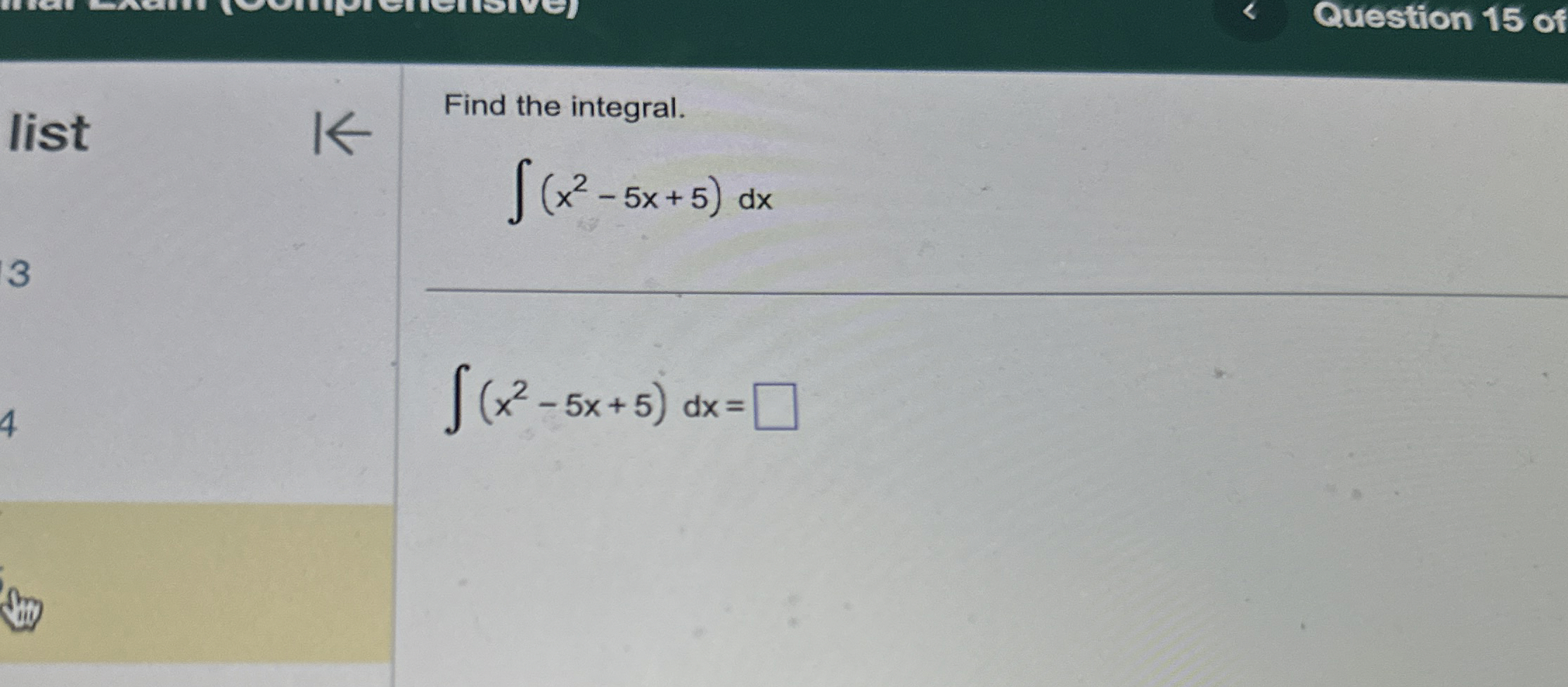 Solved Question 15 ﻿oflistFind the | Chegg.com