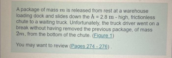 Solved A package of mass m is released from rest at a | Chegg.com