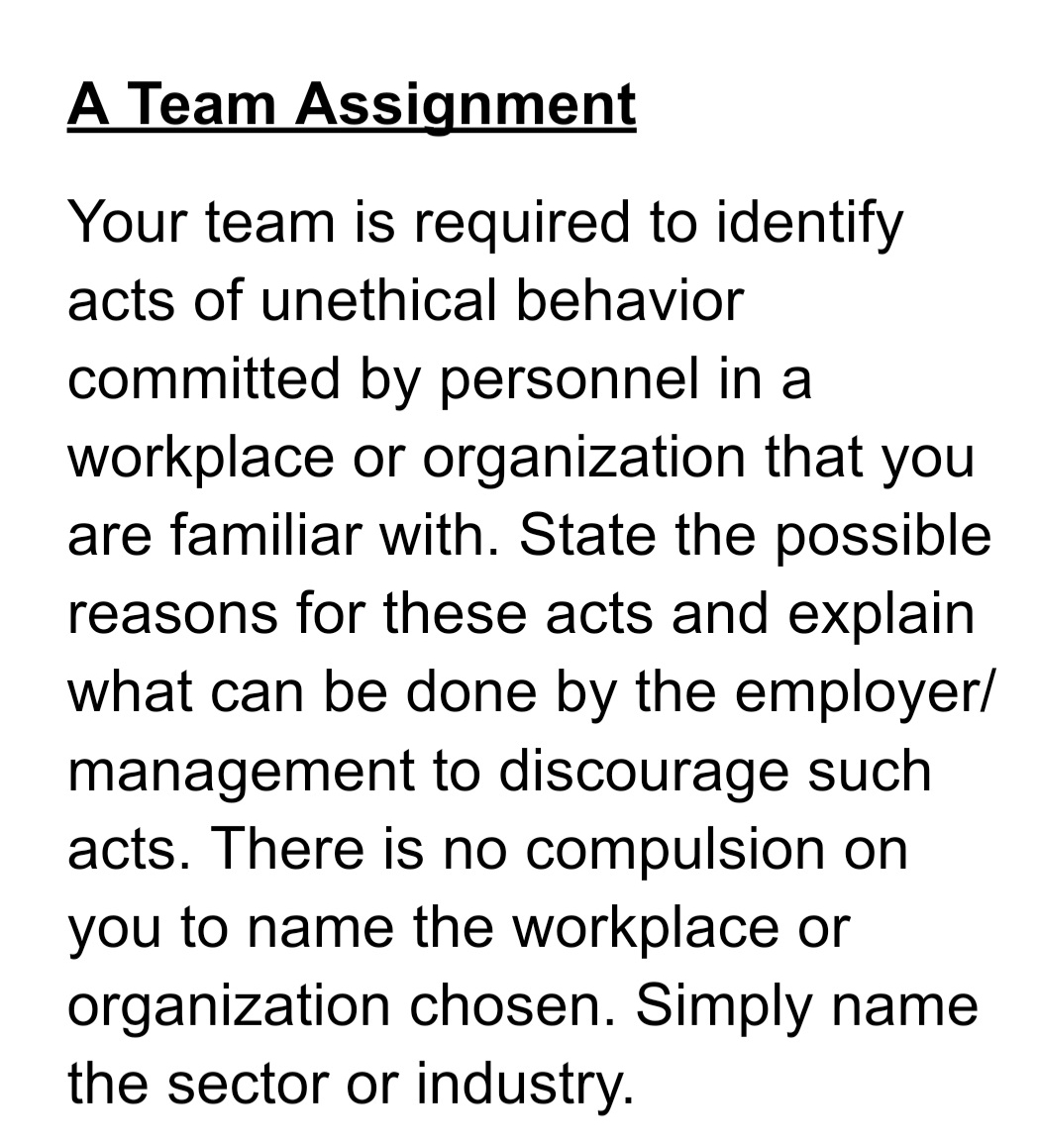 Solved A Team AssignmentYour team is required to identify | Chegg.com