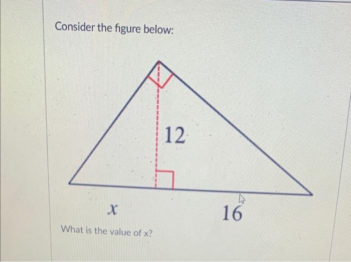 Solved Consider the figure below: 12 X 16 What is the value | Chegg.com
