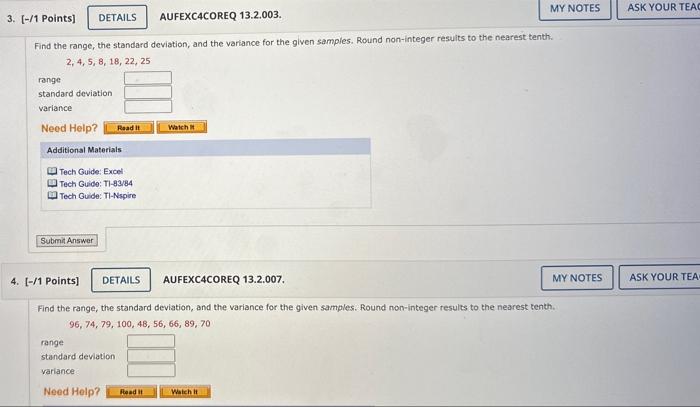 Solved Find the range, the standard deviation, and the | Chegg.com