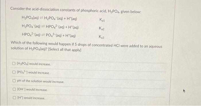 Solved Consider the acid-dissociation constants of | Chegg.com