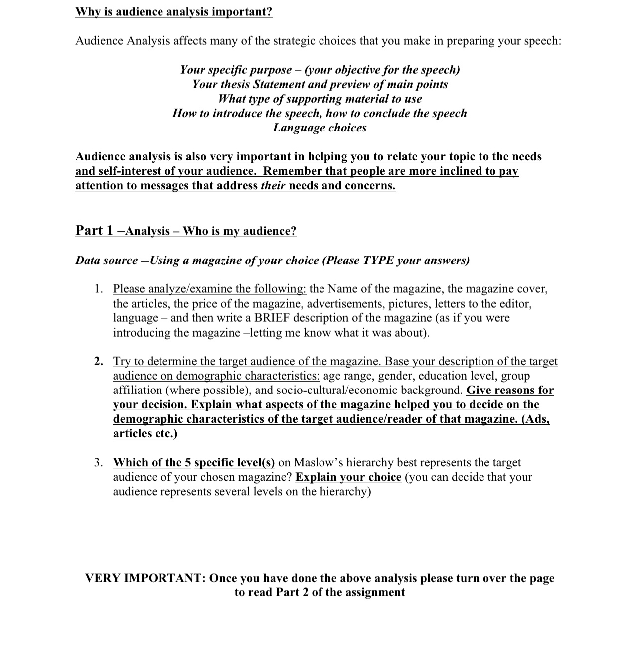 Solved Why is audience analysis important?Audience Analysis | Chegg.com