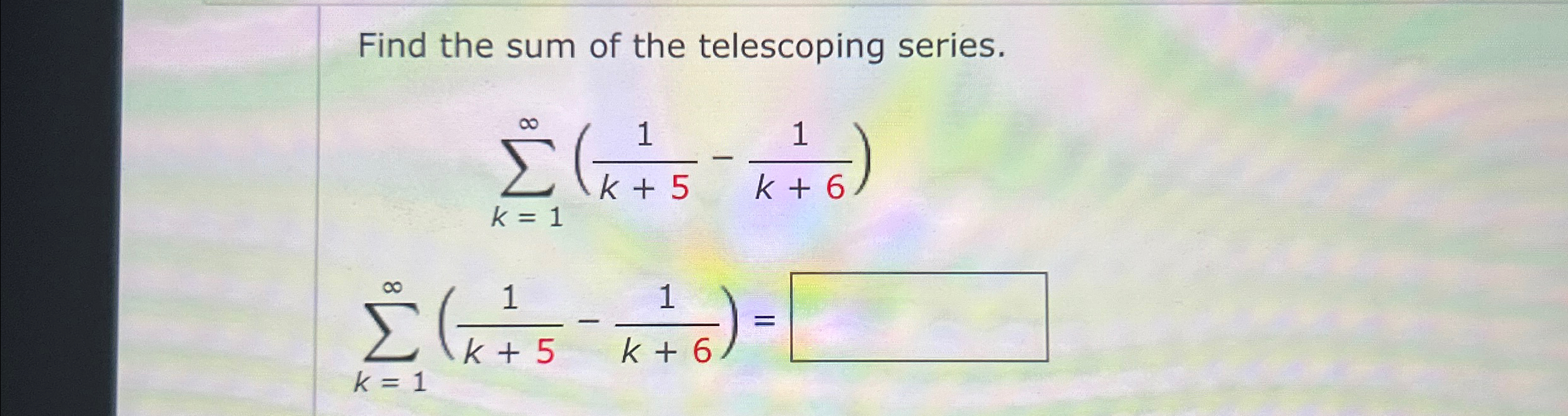 Solved Find the sum of the telescoping | Chegg.com