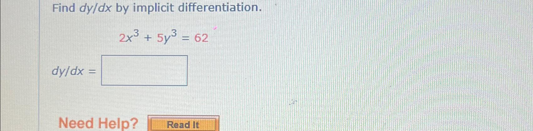 Solved Find dydx ﻿by implicit | Chegg.com