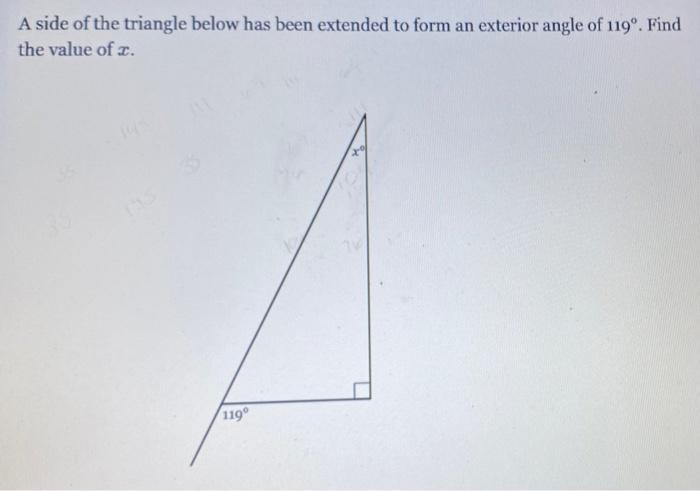 Solved A side of a triangle below has been extended to form | Chegg.com