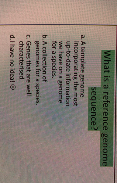 Solved What is a reference genome sequence?a. ﻿A template | Chegg.com
