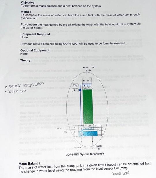 follow the steps to complete a mass balance and heat | Chegg.com
