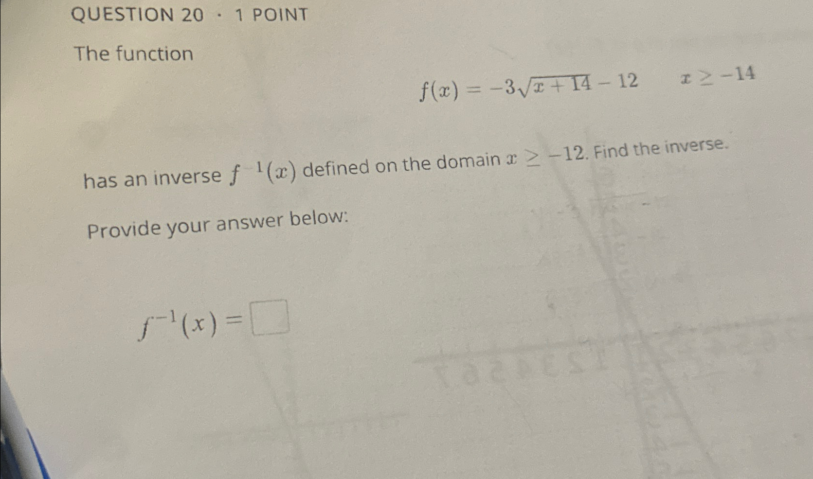 Solved QUESTION 20 - 1 POINTThe | Chegg.com Solved QUESTION 20 - 1 POINTThe | Chegg.com