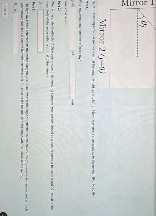 Solved Two mirrors are set up so that they lie along x=0 and | Chegg.com