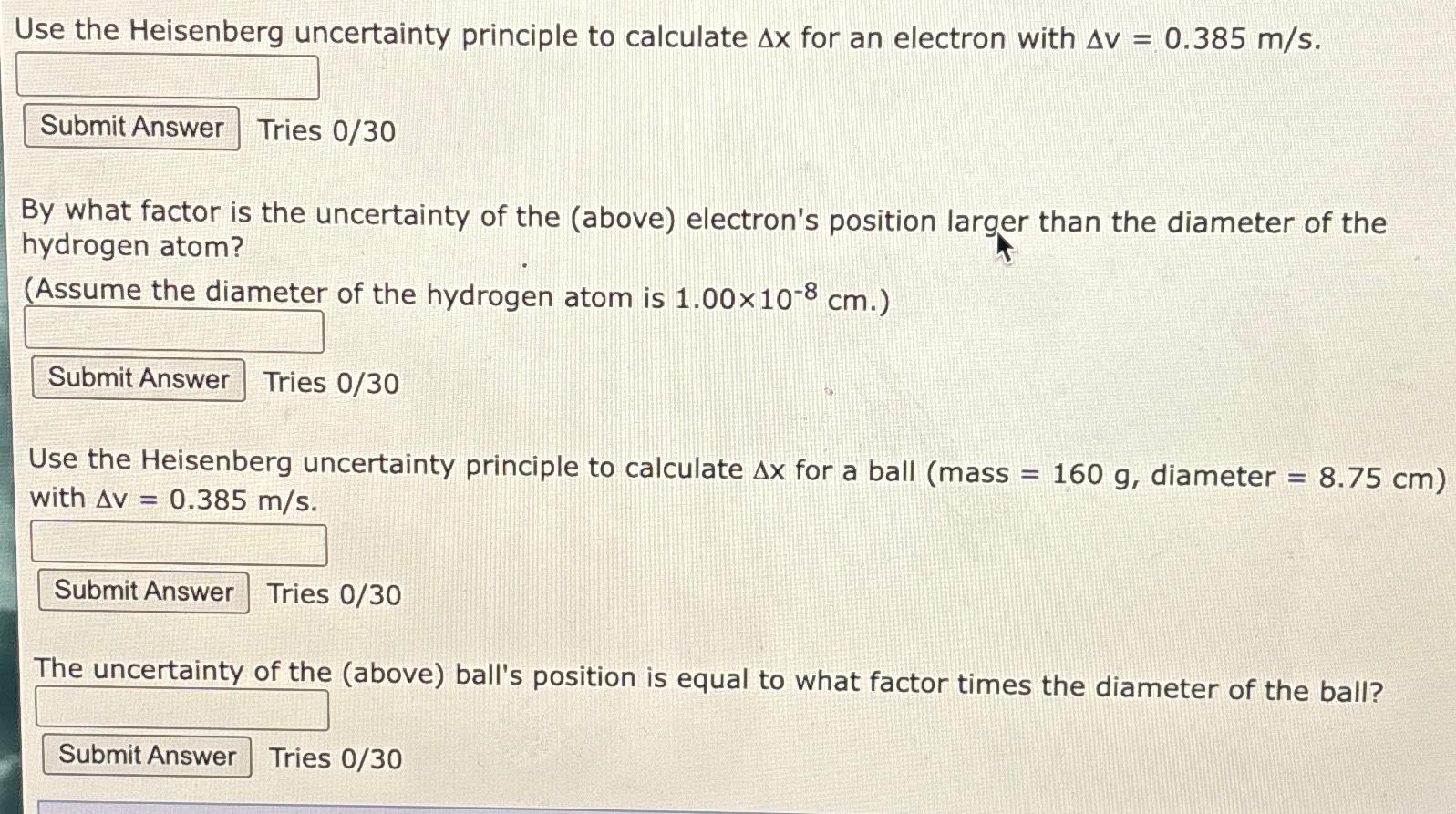 Solved Use the Heisenberg uncertainty principle to calculate | Chegg.com