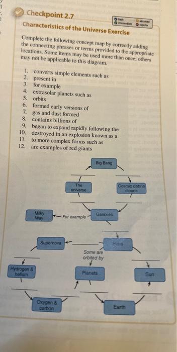 Solved Checkpoint 2.7 Characteristics of the Universe | Chegg.com