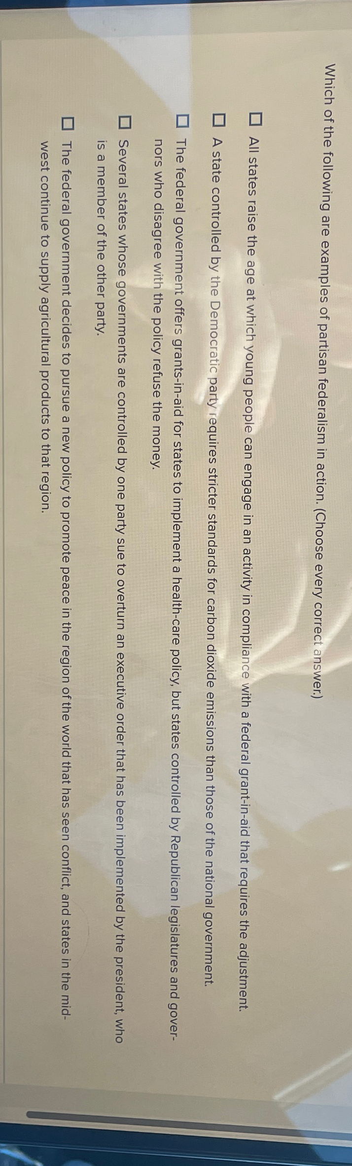 Solved Which Of The Following Are Examples Of Partisan