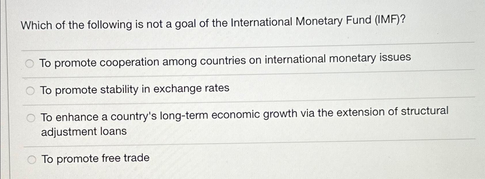 Solved Which of the following is not a goal of the | Chegg.com