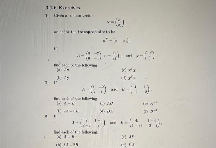 Solved 1. Givén a column vector x=(x1x2) we define the | Chegg.com
