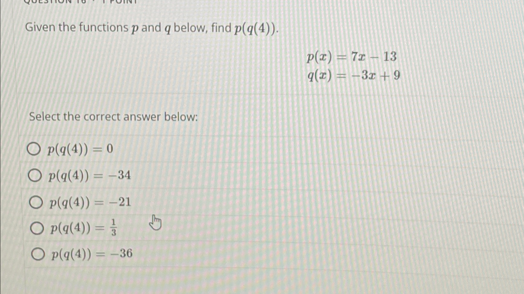 Solved Given the functions p ﻿and q ﻿below, find | Chegg.com