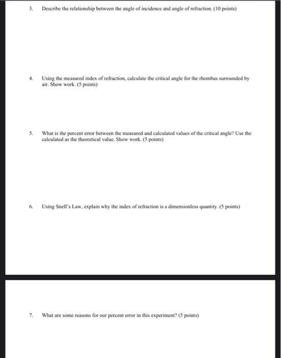 Solved Reflection Data Table (10 points) Plane Mirror Angle | Chegg.com