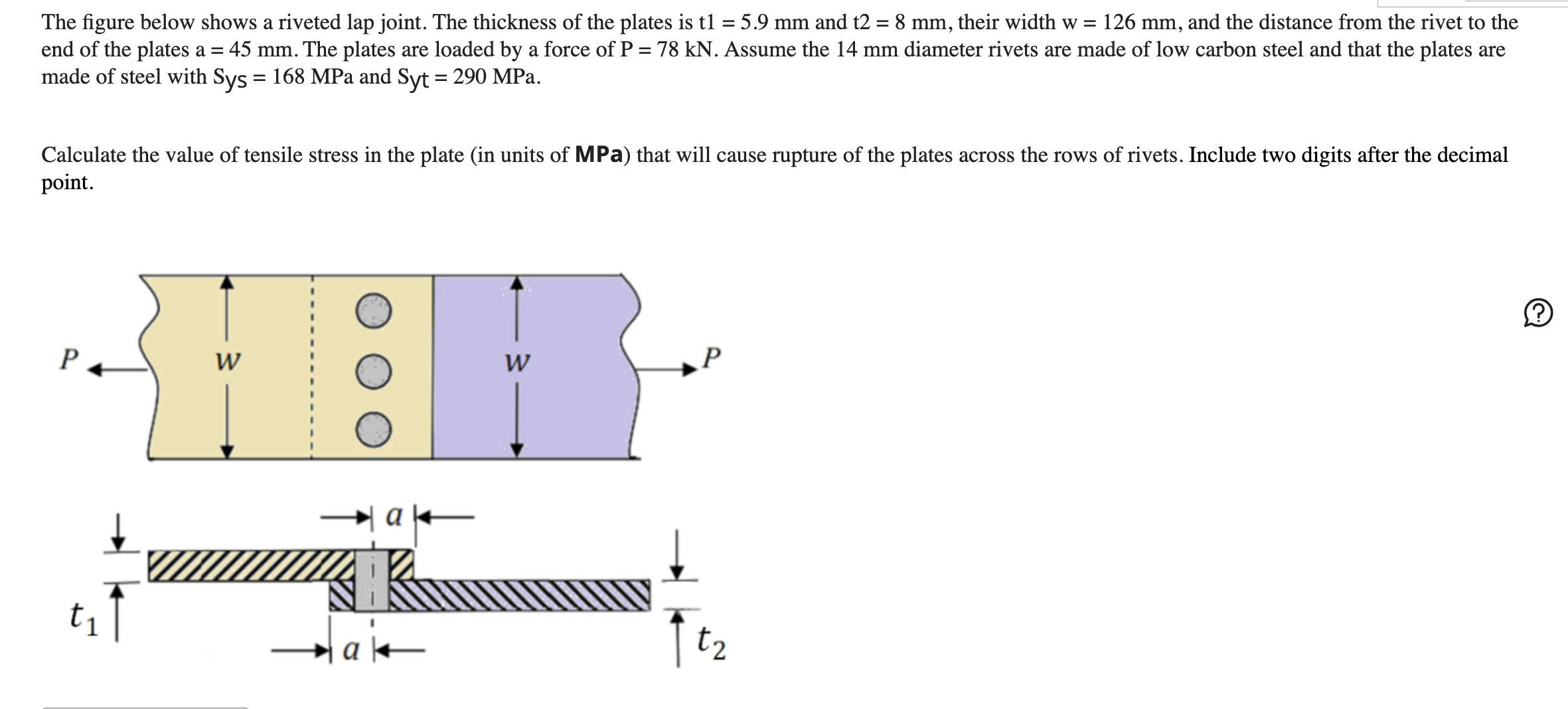 Solved The figure below shows a riveted lap joint. The | Chegg.com