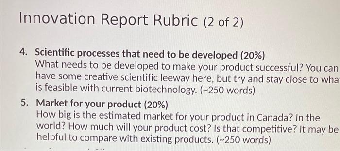 Solved Innovation Report Rubric (1 of 2 ) 1. Title and | Chegg.com
